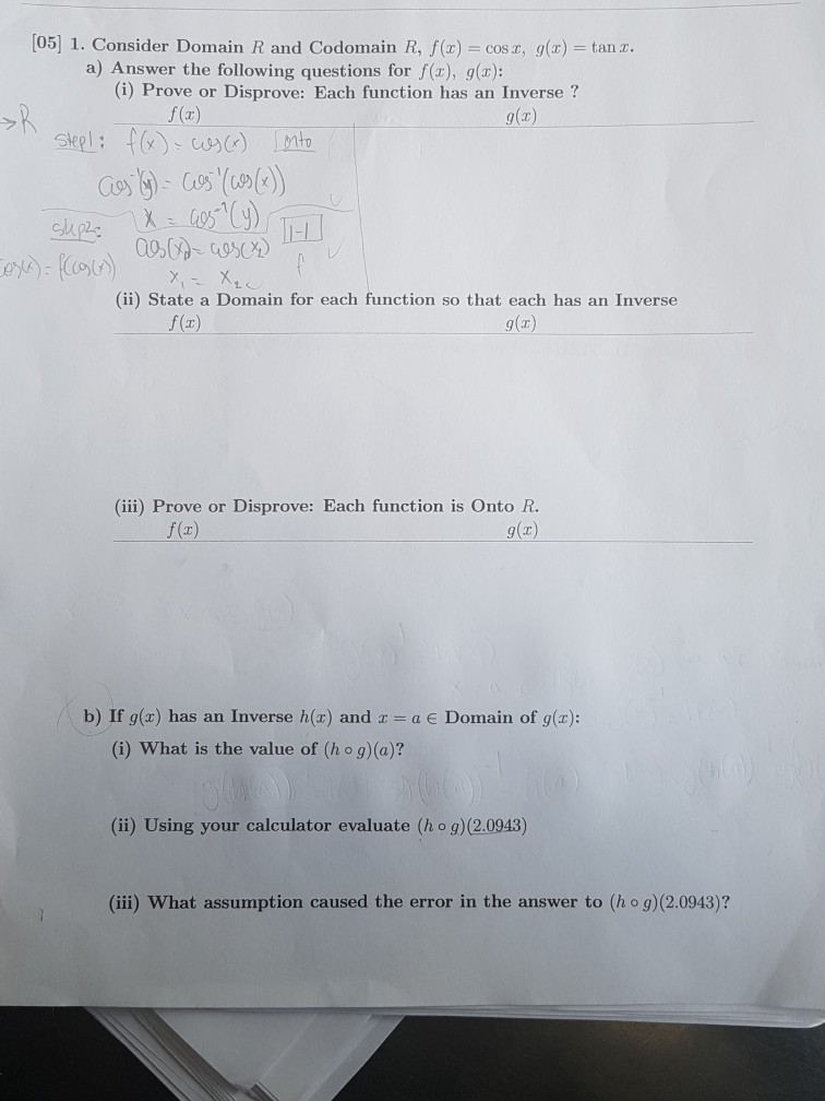 Solved [05] 1. Consider Domain R and Codomain R, f(r) cos r, | Chegg.com