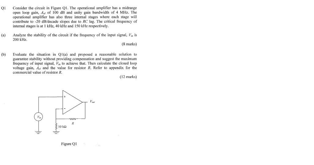 Q Consider the circuit in Figure Q1. The operational | Chegg.com