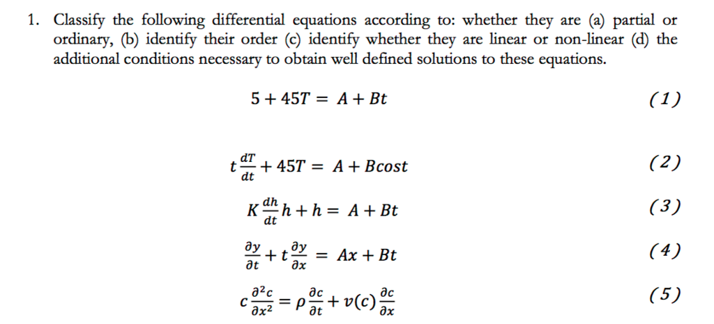 Solved Classify the following differential equations | Chegg.com