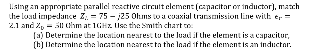 Using an appropriate parallel reactive circuit | Chegg.com