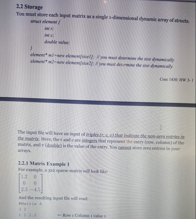 Solved COSC 1430 HW3: Sparse Matrix Addition 1-Objective | Chegg.com