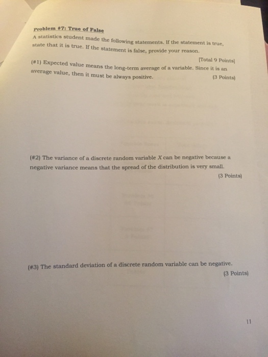 Solved True of False A statistics student made the | Chegg.com