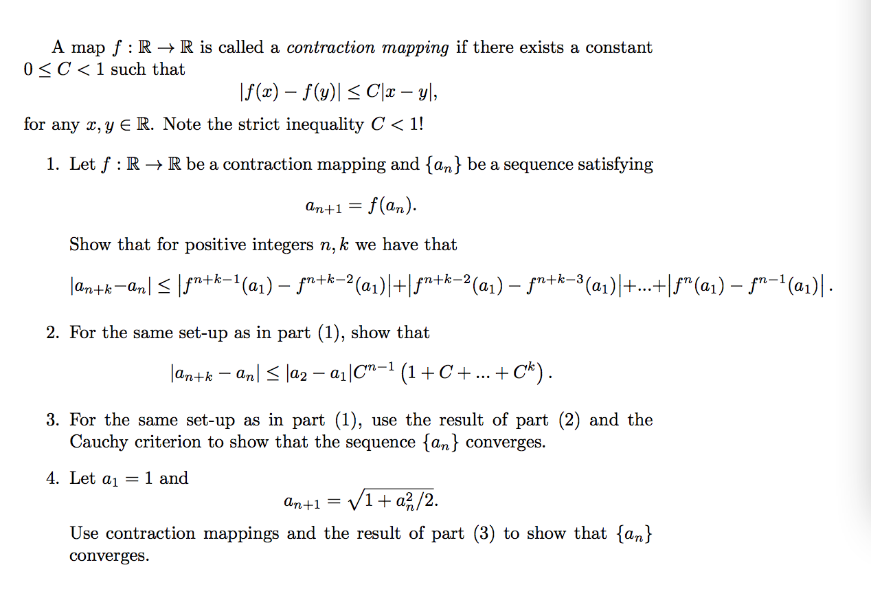 Solved A map f : R rightarrow R is called a contraction | Chegg.com