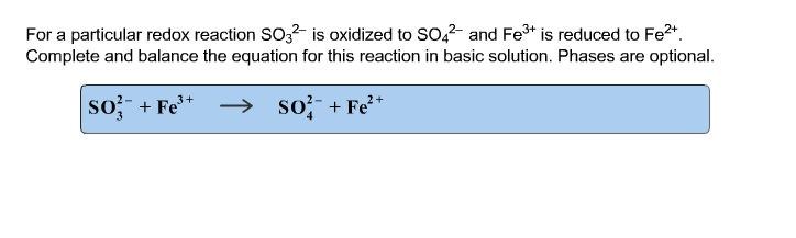Solved For a particular redox reaction SO3 is oxidized to | Chegg.com