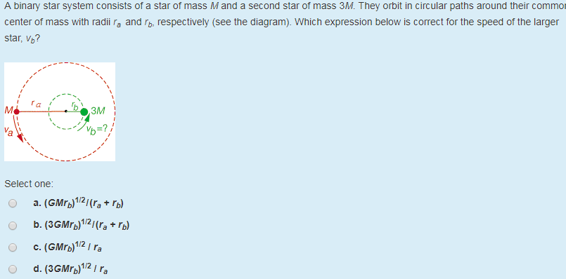 Solved A Binary Star System Consists Of A Star Of Mass M And 