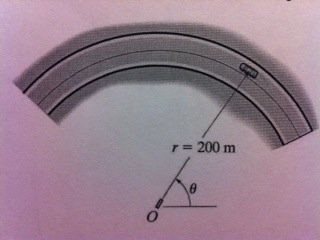 Solved A car enters a circular road with a radius of 200m at | Chegg.com