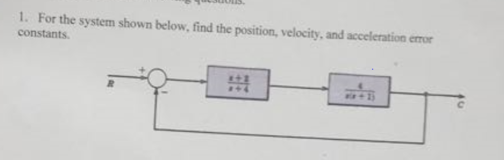 1. For the system shown below, find the position, | Chegg.com
