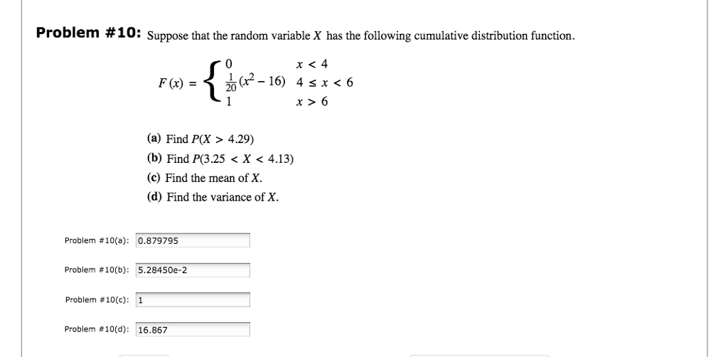Solved Suppose that the random variable X has the following | Chegg.com