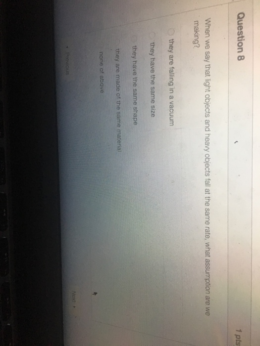 Solved when we say that light objects and heavy objects fall | Chegg.com