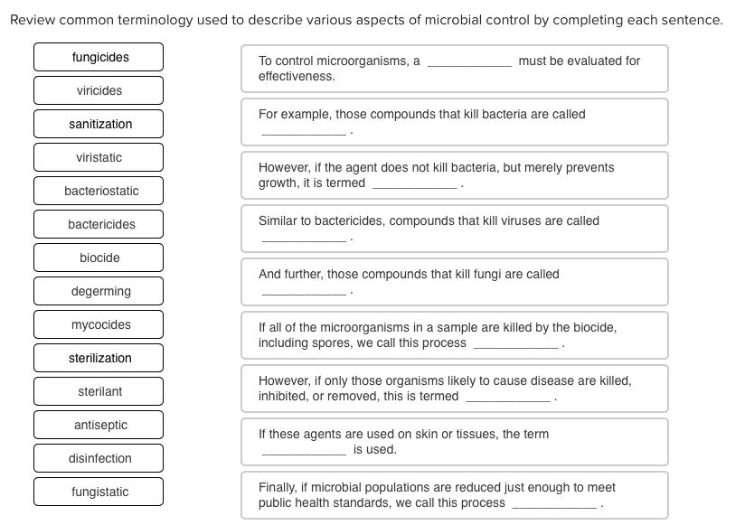 Solved Review common terminology used to describe various | Chegg.com