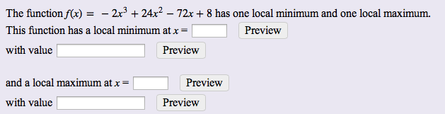 Solved The function f(x) = - 2x^3 + 24x^2 - 72x + 8 has one | Chegg.com