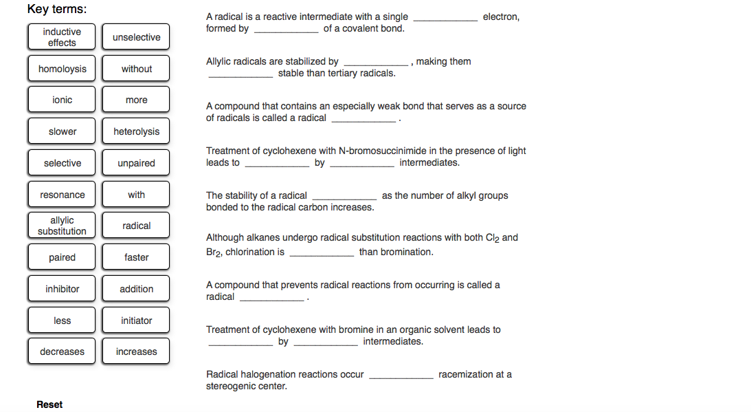 Solved A radical is a reactive intermediate with a single | Chegg.com