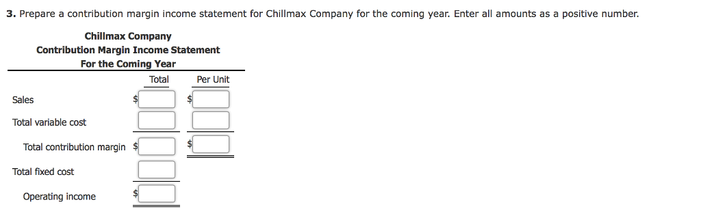 Solved Variable Cost, Fixed Cost, Contribution Margin Income | Chegg.com
