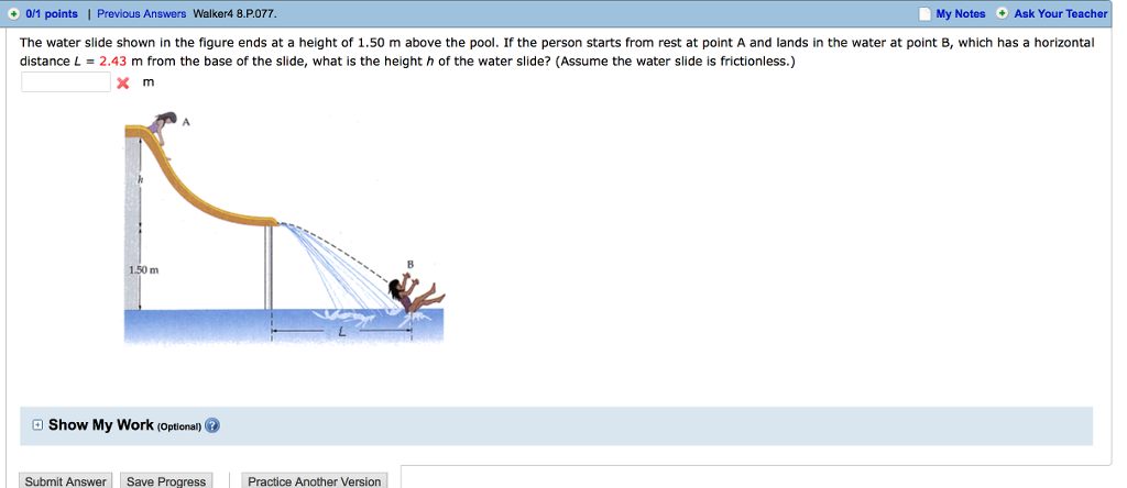 Solved The water slide shown in the figure ends at a height | Chegg.com