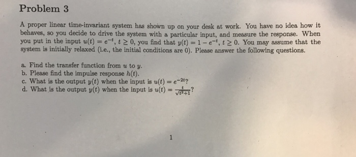 Solved Find transfer function, impulse response and a couple | Chegg.com