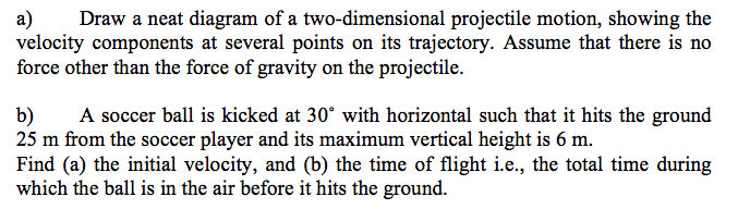 Solved Draw a neat diagram of a two-dimensional projectile | Chegg.com