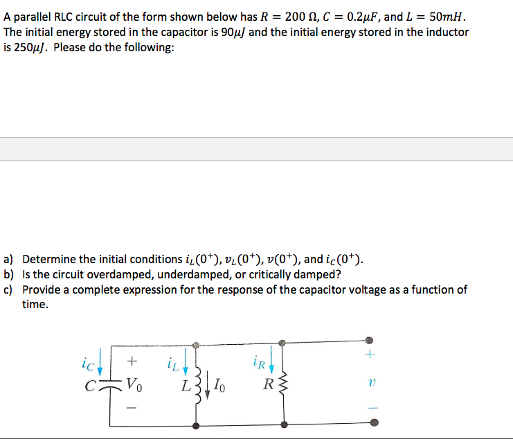 Solved A parallel RLC circuit of the form shown below has R | Chegg.com