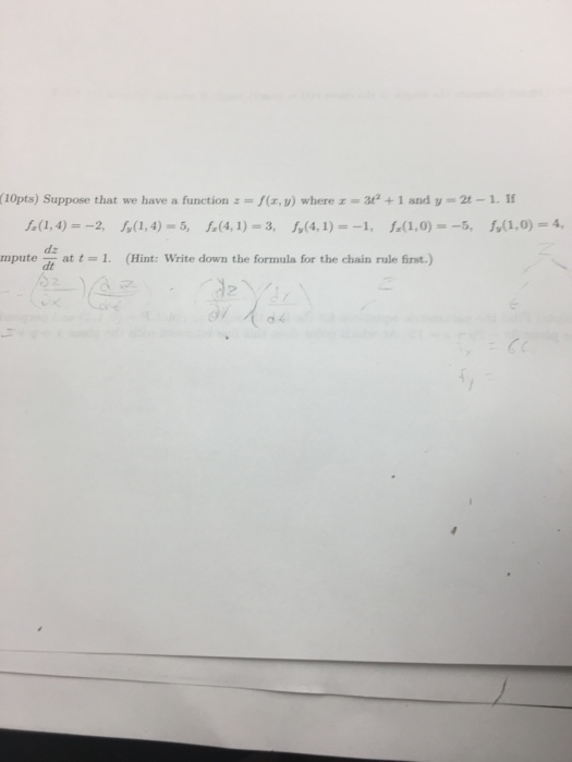 Solved Suppose that we have a function z = f(x, y) where x = | Chegg.com