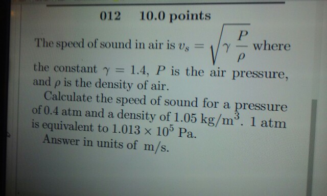 Solved The speed of sound in air is | Chegg.com