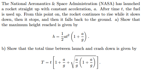 Solved The National Aeronautics & Space Administration | Chegg.com