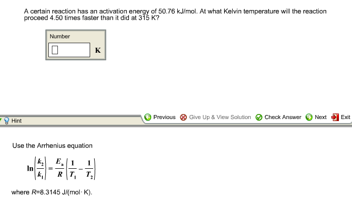 Solved A Certain Reaction Has An Activation Energy Of 50 76