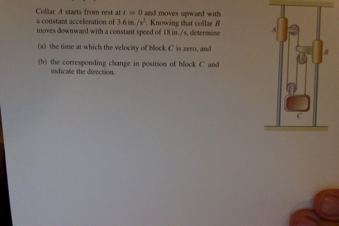 Solved Collar A starts from rest at t = 0 and moves upward | Chegg.com
