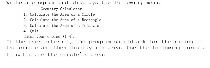 Solved Geometry Calculator 1. Calculate the Area of a Circle | Chegg.com
