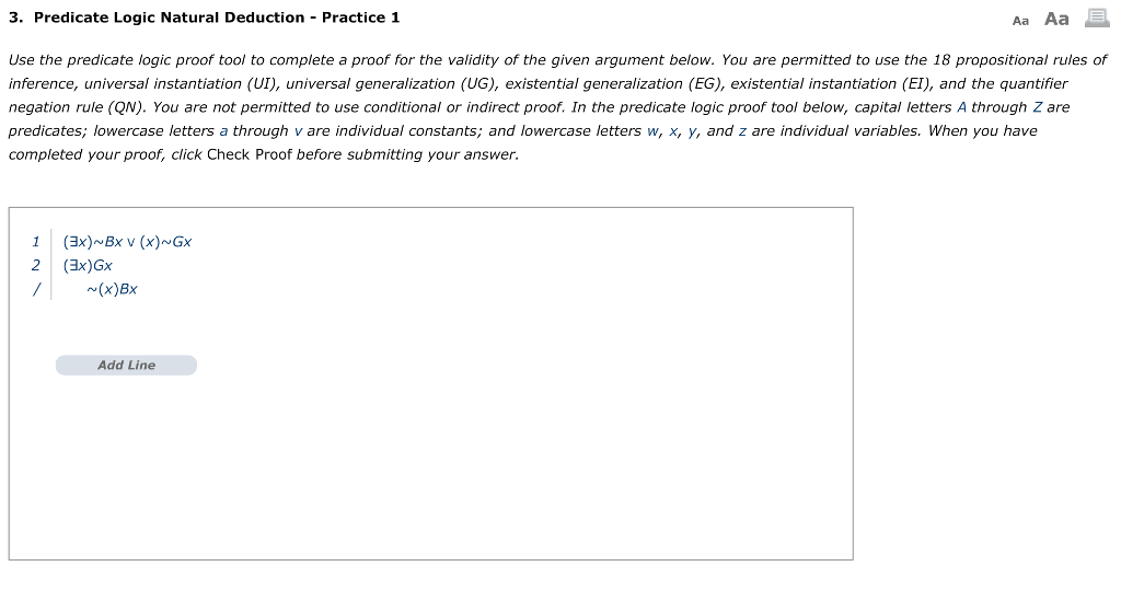 Solved 3. Predicate Logic Natural Deduction Practice 1 Aa Aa | Chegg.com