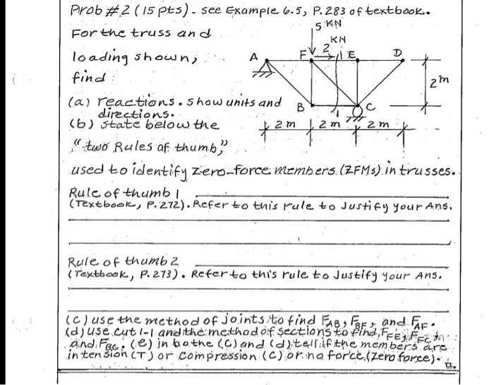 Solved See Example 6.5, P.283 of textbook. For the truss and | Chegg.com