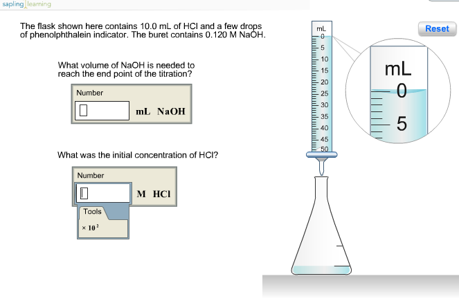 Solved The flask shown here contains 10.0 mL of HCI and a | Chegg.com