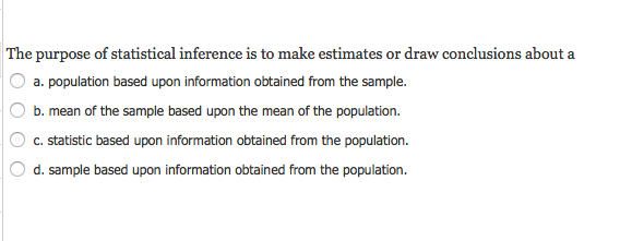 Solved The purpose of statistical inference is to make | Chegg.com