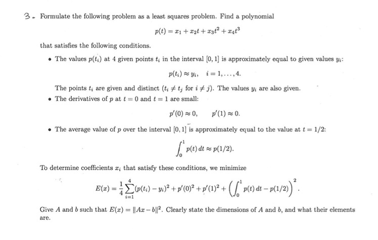 Formulate the following problem as a least squares | Chegg.com