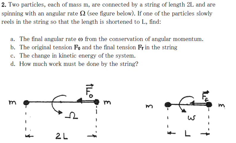 Solved Two particles, each of mass m, are connected by a | Chegg.com