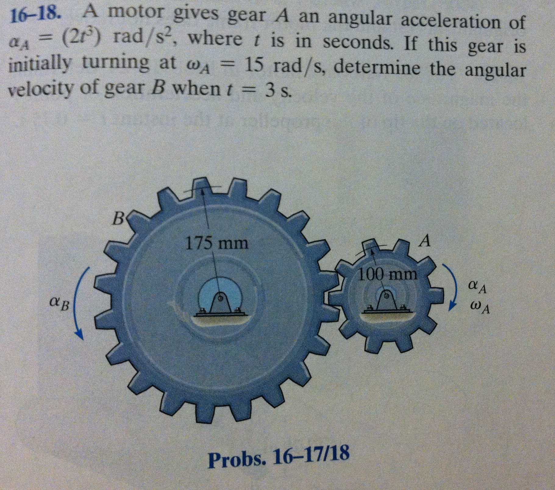 Solved A motor gives gear A an angular acceleration of Alpha | Chegg.com