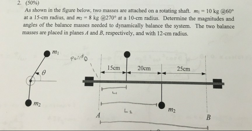 Solved (50%) As shown in the figure below, two masses are | Chegg.com