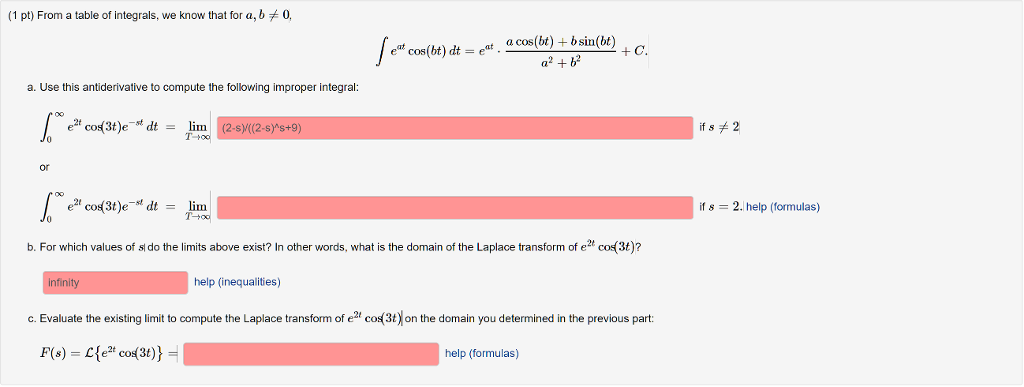 Solved From a table of integrals, we know that for a, b | Chegg.com