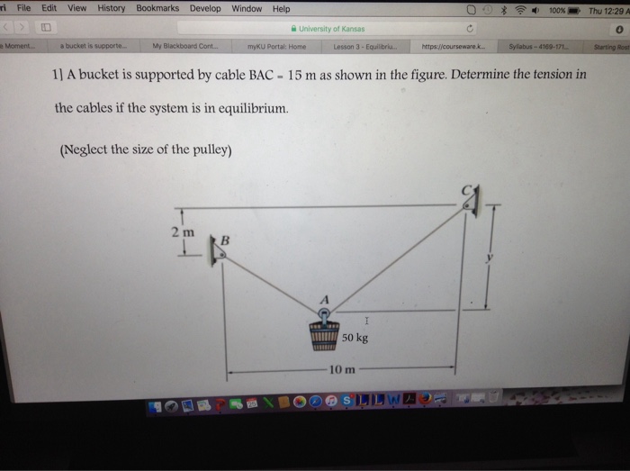 Solved A bucket is supported by cable BAC - 15 m as shown in | Chegg.com