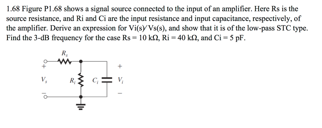 Solved 1.68 Figure P1.68 shows a signal source connected to | Chegg.com