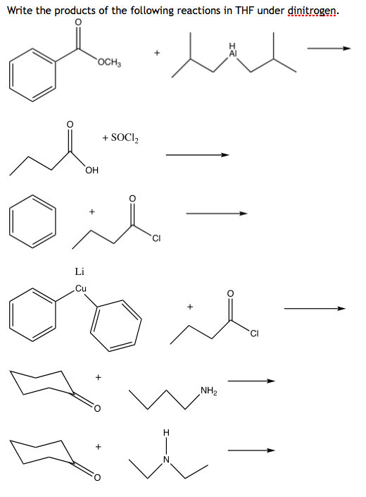 Solved Write the products of the following reactions in THF | Chegg.com