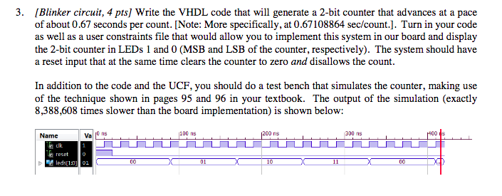 Solved 3. [Blinker circuit, 4 pts] Write the VHDL code that | Chegg.com