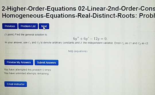 Solved 2-Higher-Order-Equations 02-Linear-2nd-Order-Cons | Chegg.com