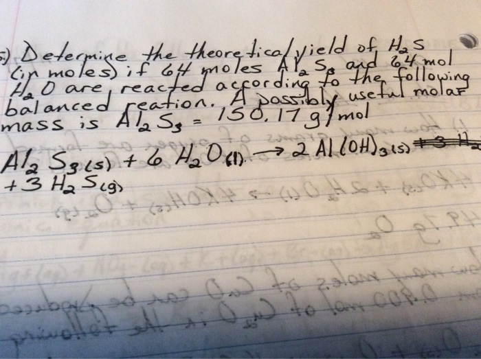 Solved Determine the theoretical yield of H2S (in moles) if | Chegg.com
