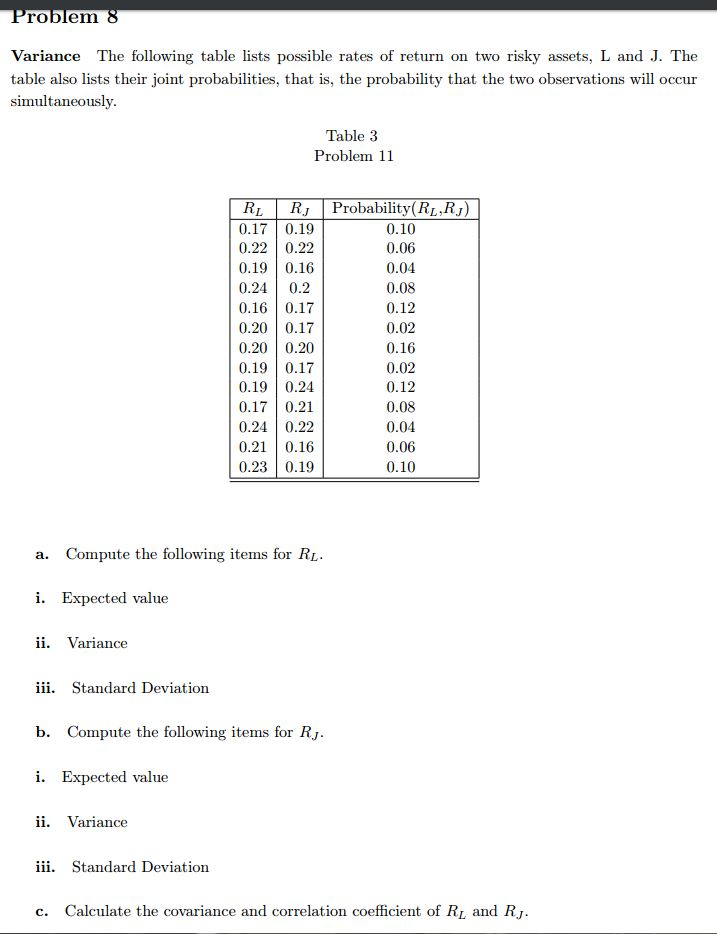 Solved Variance The following table lists possible rates of | Chegg.com Solved Variance The following table lists possible rates of | Chegg.com