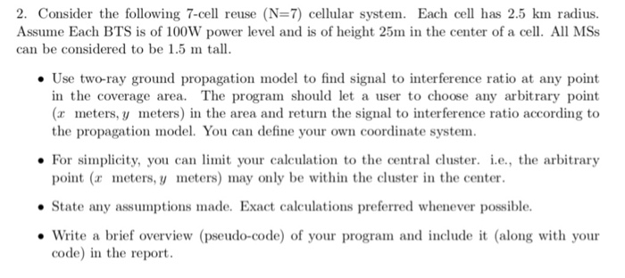 Consider the following 7-cell reuse (N = 7) cellular | Chegg.com