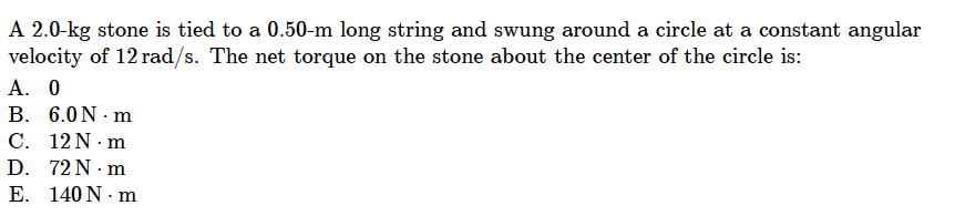 Solved A 2.0-kg stone is tied to a 0.50-m long string and | Chegg.com
