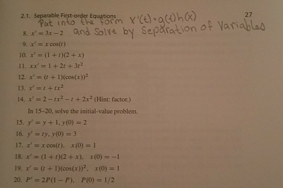Solved Separable First-order Equations x' = 3x - 2 x' = x | Chegg.com