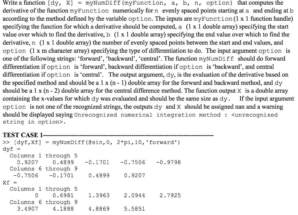 Solved Write A Function Ay X Mynumdiff Myfunction A 0279