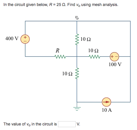 Solved In the circuit given below, R = 25 Ohm. Find v_0 | Chegg.com