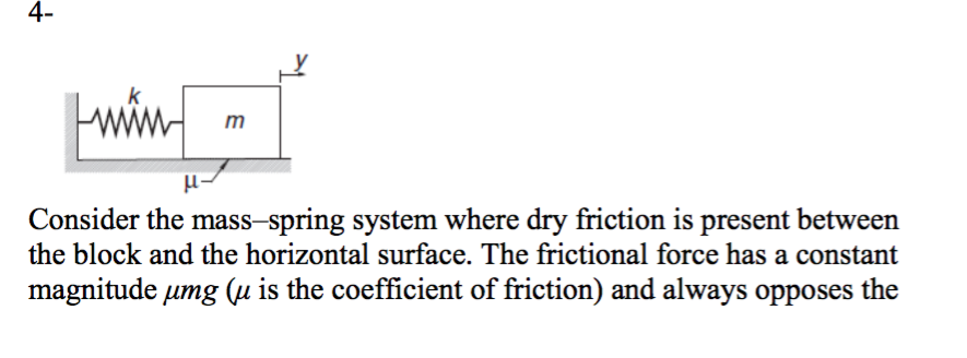 4- Consider the mass-spring system where dry friction | Chegg.com