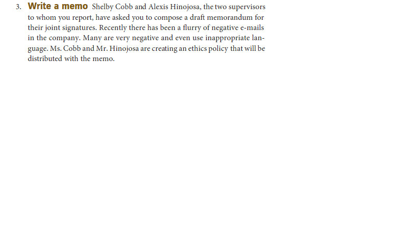 Solved Write a memo Shelby Cobb and Alexis Hinojosa, the two | Chegg.com